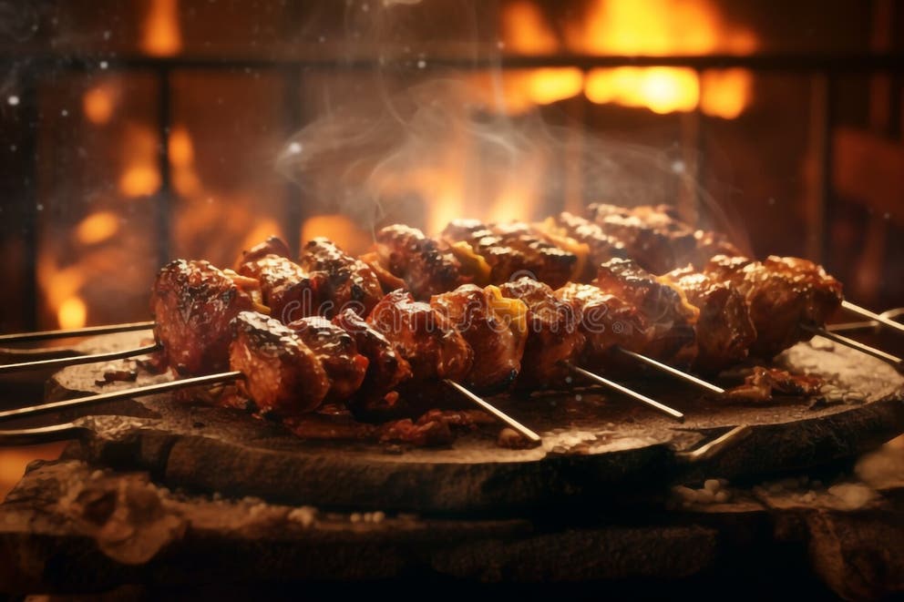 Fast Food on Flame Grill - Ai Generated Stock Illustration ...