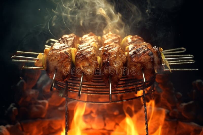 Fast Food on Flame Grill - Ai Generated Stock Illustration ...