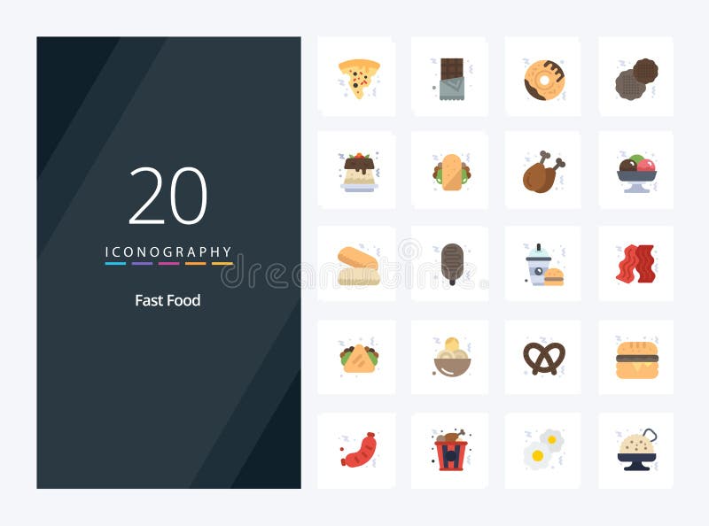 20 Fast Food Flat Color Icon for Presentation Stock Vector ...