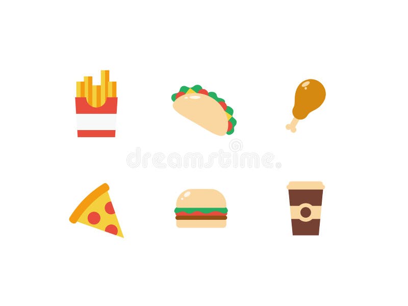 Flat Icon Illustration of Fast Food Icon Set - Flat Icon Illustration ...