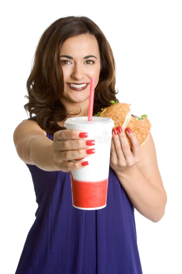 Fast Food Girl stock photo. Image of smiling, person, hamburger - 3820634