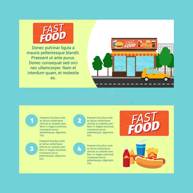 Fast Food Horizontal Flyers Stock Vector - Illustration of gourmet ...