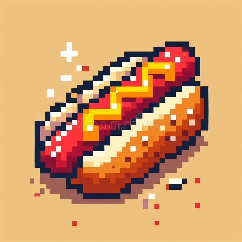 Fast Food Hot Dog Illustrator Design, Pixel Art Stock Illustration ...