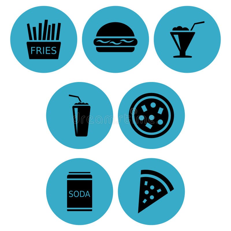 Fast food icon designs stock illustration. Illustration of drink - 41408257