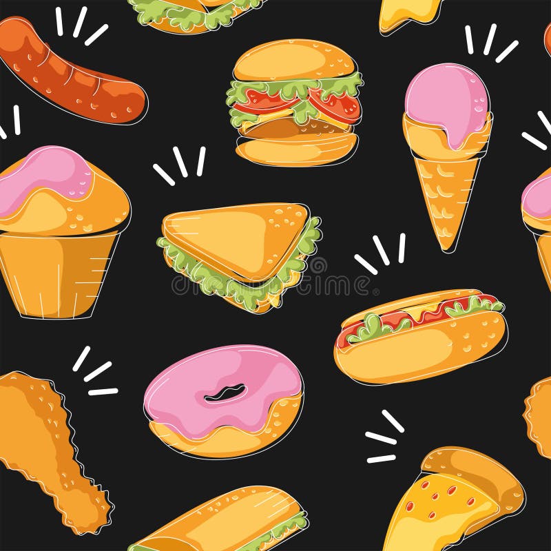 Fast Food Icon Pattern Restaurant Wallpaper Vector Stock Vector ...