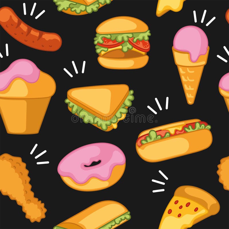 Fast Food Icon Pattern Restaurant Wallpaper Vector Stock Vector ...
