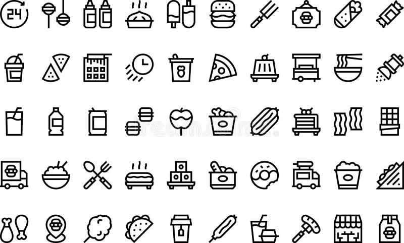Fast Food Icons High-Quality Vector Icons Collection with Editable ...