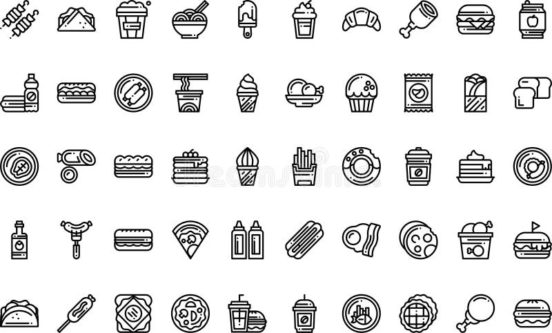 Fast Food Icons High-Quality Vector Icons Collection with Editable ...