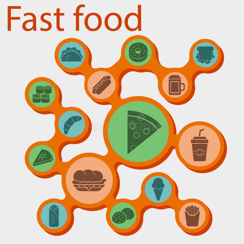 Fast Food Icons. Chromatic Full Food Icons. Fast Food Symbols Stock ...