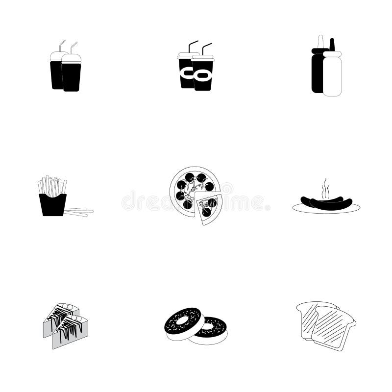 Fast food icons set stock vector. Illustration of sweet - 250731230