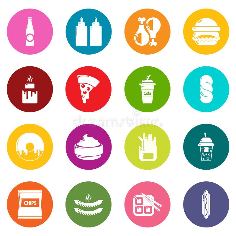 Fast Food Icons Set Colorful Circles Vector Stock Vector - Illustration ... Fast Food Icons Set Colorful Circles Vector Stock Vector - Illustration ...
