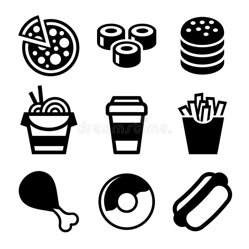 Fast Food Icons Set. Vector Stock Vector - Illustration of junk, icon ...