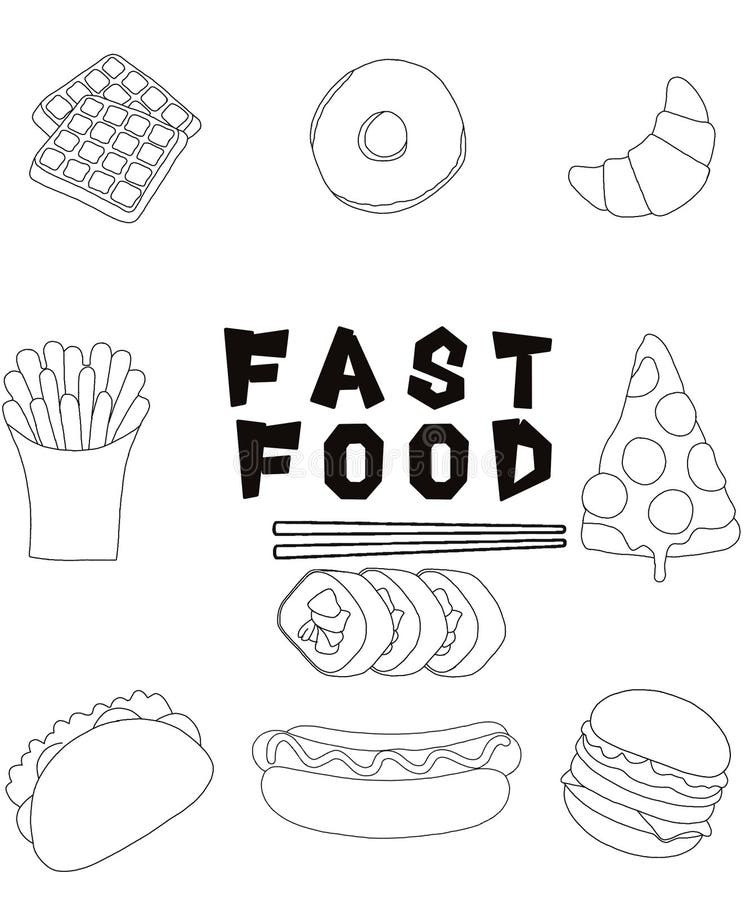 Fast Food Illustration. Illustrations in Sketch Style. Fast Food Icons ... Fast Food Illustration. Illustrations in Sketch Style. Fast Food Icons ...