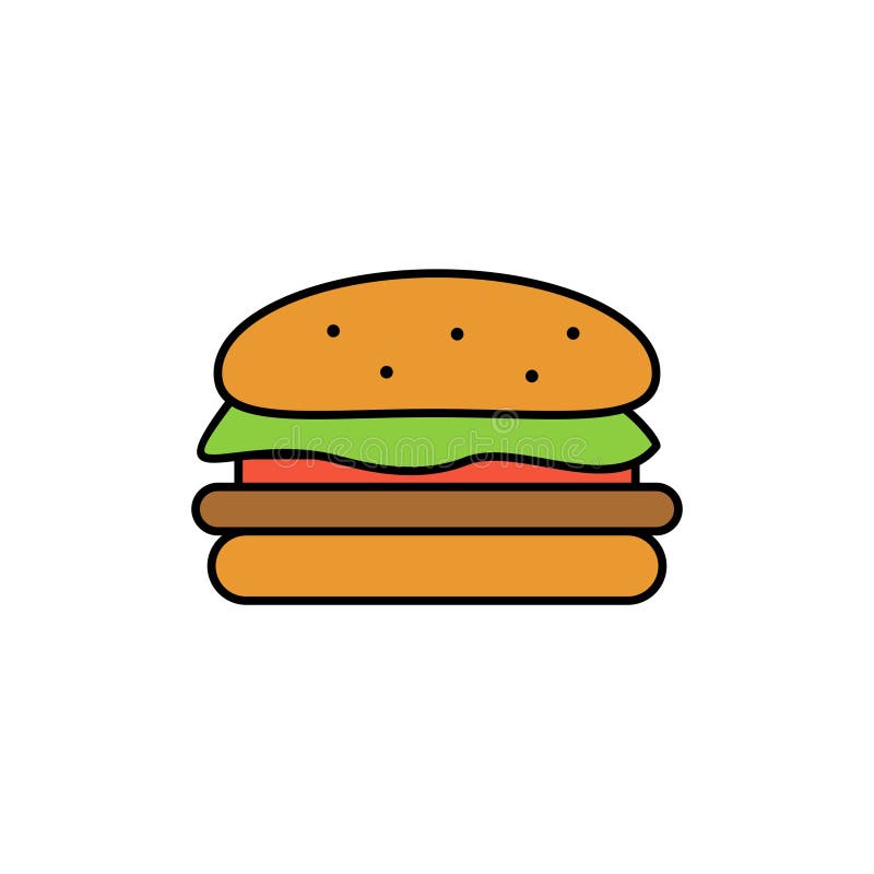 Food Vector Illustration. Normal Size Fast Food Burger in Cartoon Style ...