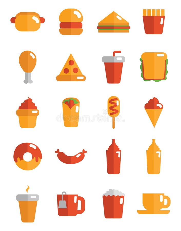 Fast food, icon stock vector. Illustration of menu, white - 261070974
