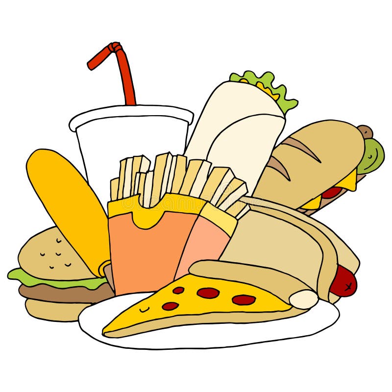 Fast Food Treat Cartoon Mascots Stock Vector - Illustration of graphic ...