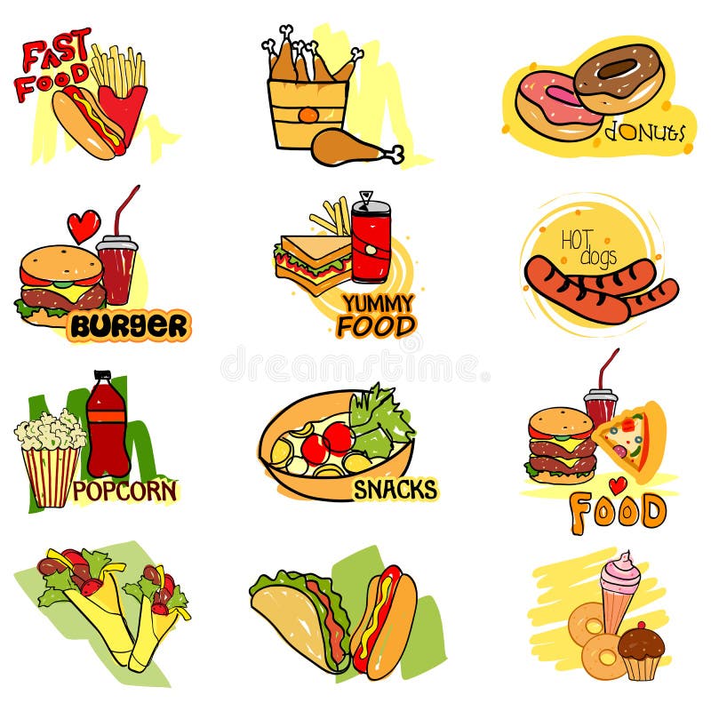 Fast Food Label Tag Sticker for Advertisement Stock Vector ...