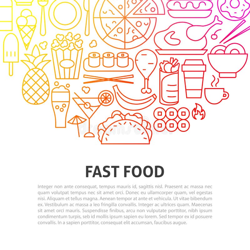 Fast Food Line Concept stock vector. Illustration of donut - 136608038