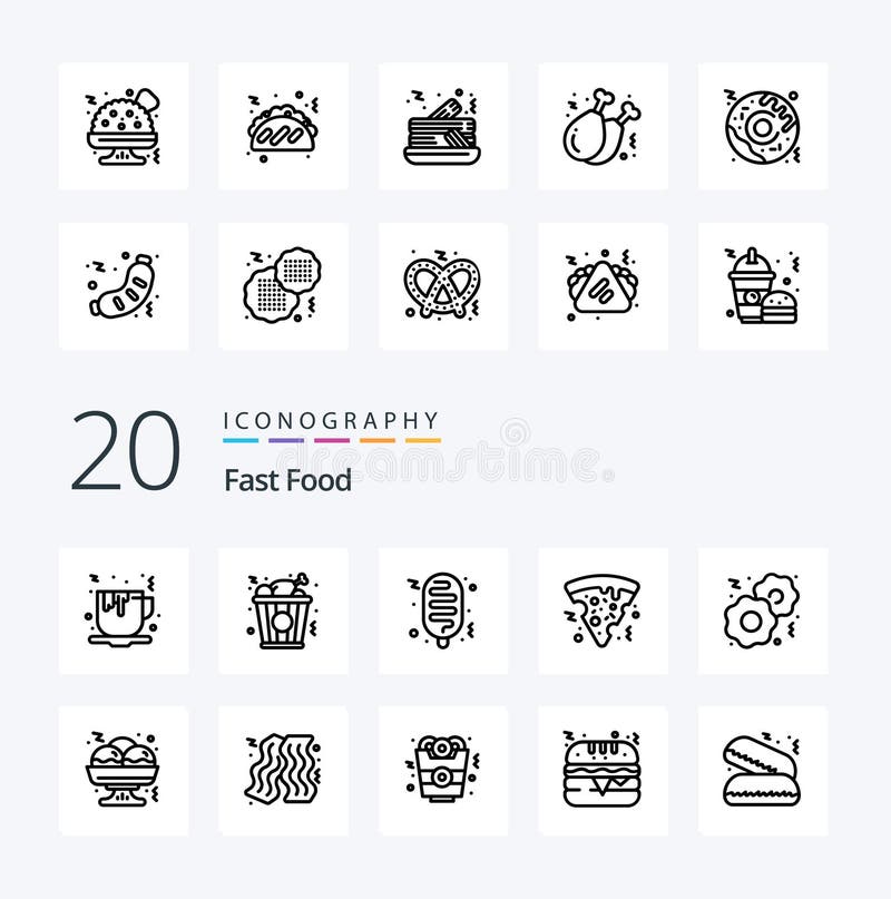 20 Fast Food Line Icon Pack Like Food Fast Food Food Pizza Stock Vector ...