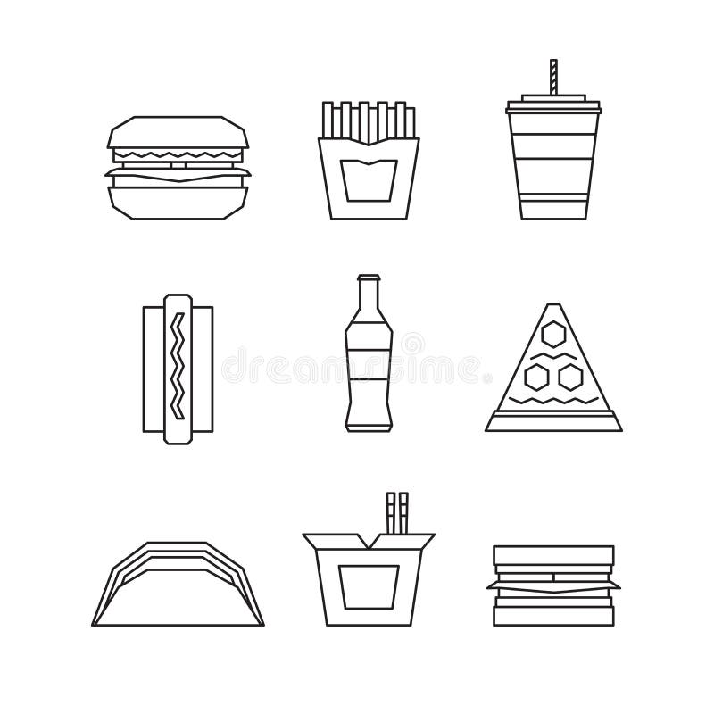 Fast Food Line Icon Set. Fast Food. Vector Illustration. Stock Vector ...