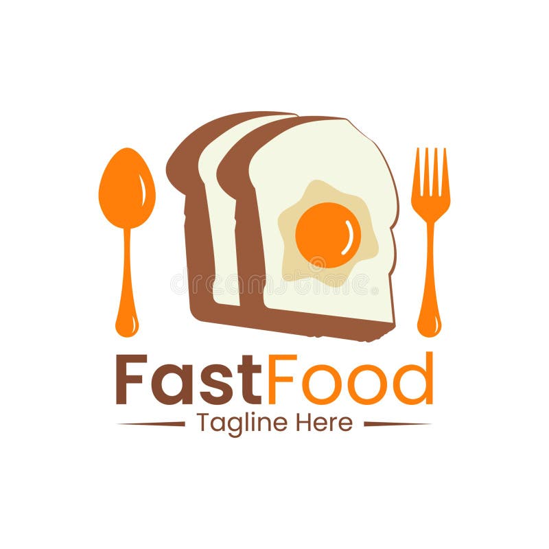 Fast Food Logo Design Template with Bread. Stock Vector - Illustration ...