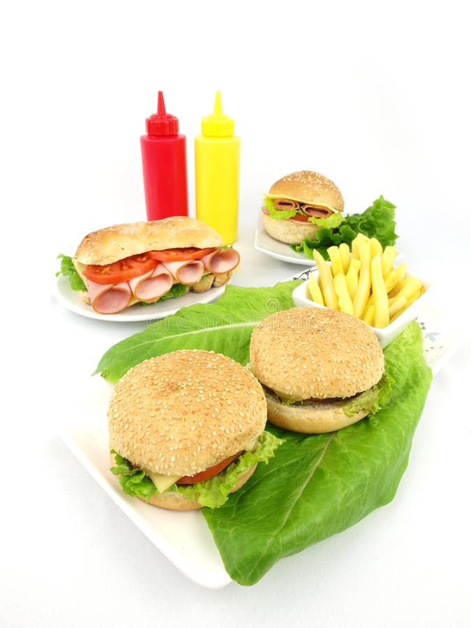 Fast Food Meal of Hamburger Stock Photo - Image of chip, dinner: 18572672