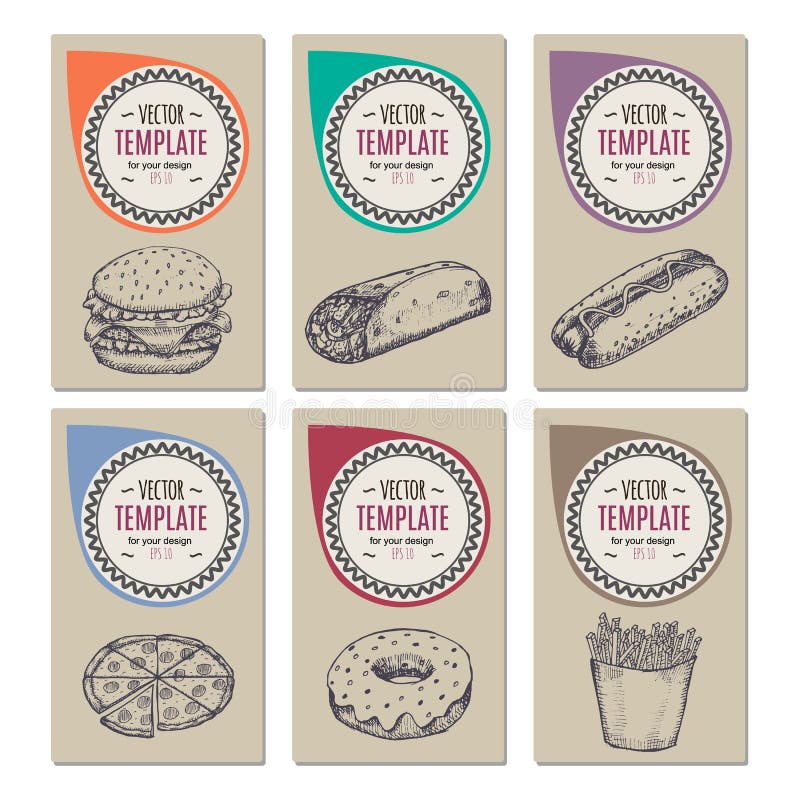 Fast Food Menu Design Template Hand Drawn Vector Stock Vector ...