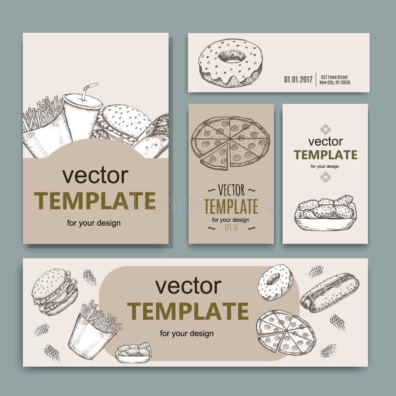 Fast Food Menu Design Template Hand Drawn Vector Stock Vector ...