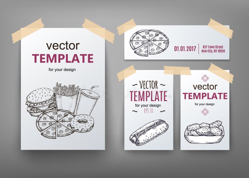 Fast Food Menu Design Template Hand Drawn Vector Stock Vector ...