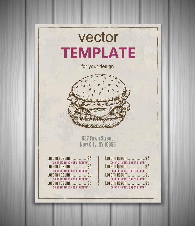 Fast Food Menu Design Template Hand Drawn Vector Stock Vector ...