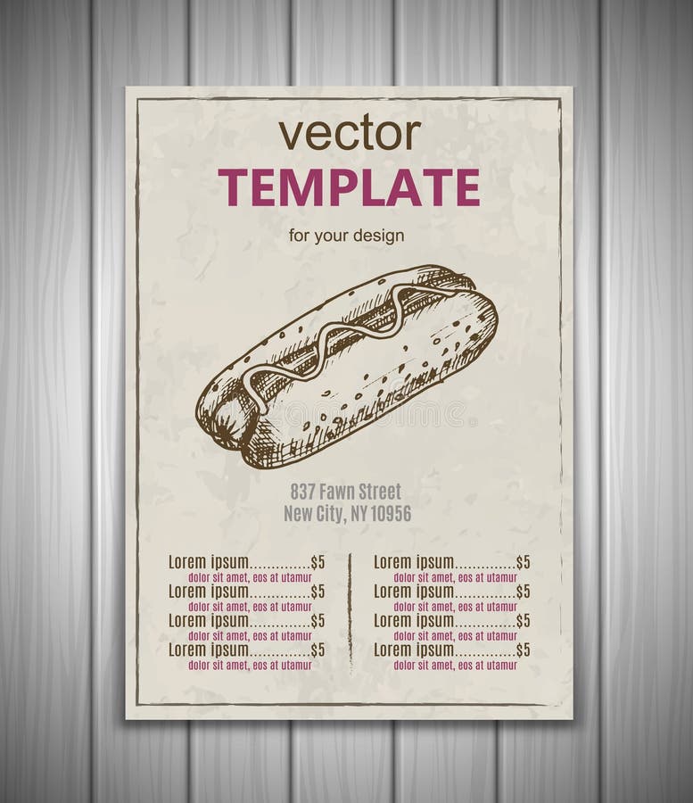 Fast Food Menu Design Template Hand Drawn Vector Stock Vector ...