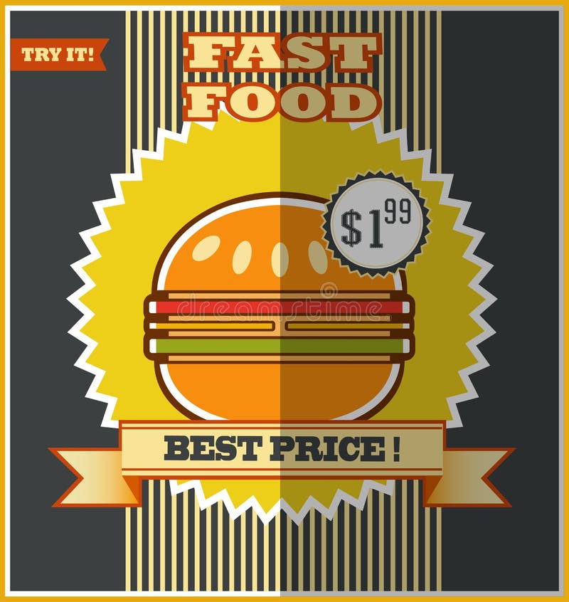 Set of Fast Food, Junk Food Logos with Ribbon Stock Vector ...