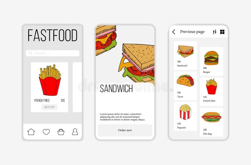 Fast Food Mobile Application Template. Modern Illustration for Design ...