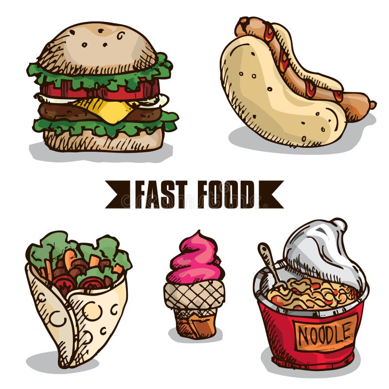 Fast food objects B stock vector. Illustration of restaurant - 75655012