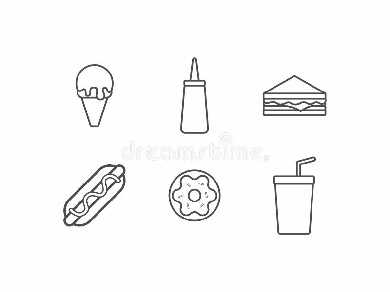 Outline Icon Illustration of Fast Food Icon Set V2 - Outline Icon ...