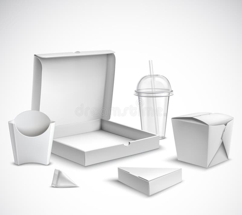 Fast Food Packaging Realistic Set Stock Vector - Illustration of away ...