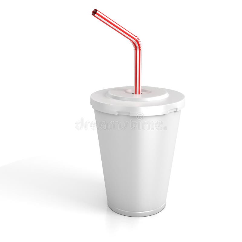 Fast Food Paper Cup with Red Tube Stock Illustration - Illustration of ...
