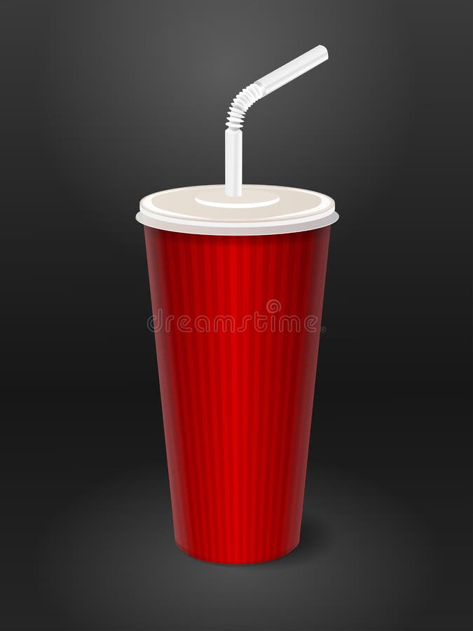 Fast Food Paper Cup with Tube Stock Vector - Illustration of plastic ...