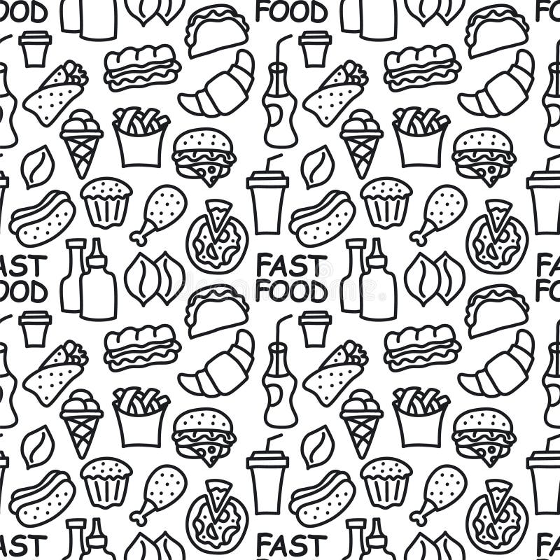 Fast food pattern stock vector. Illustration of away - 166205100