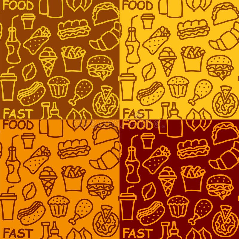 Street Food Seamless Patterns Stock Vector - Illustration of hamburger ...