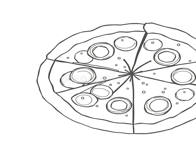 Fast Food Pizza Coloring Page for Coloring Fun Stock Illustration ...