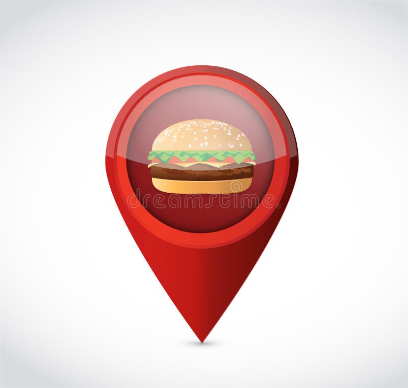 Fast Food Pointer Locator Concept Stock Illustration - Illustration of ...