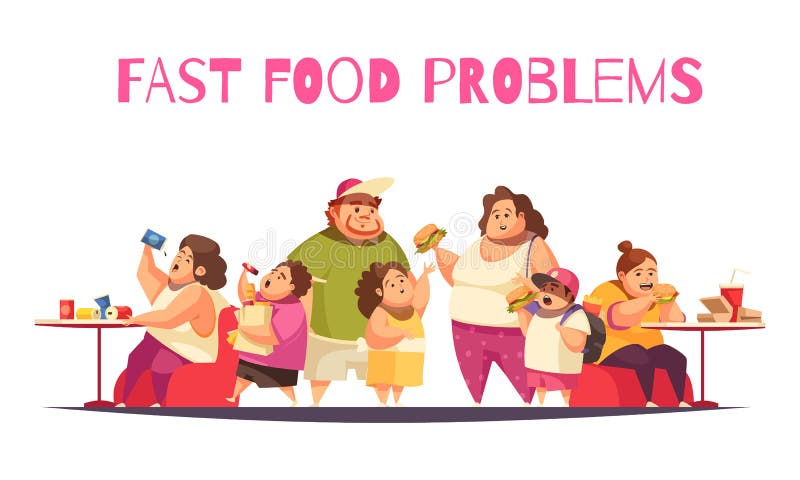 Fast Food Problems Concept stock vector. Illustration of children ...