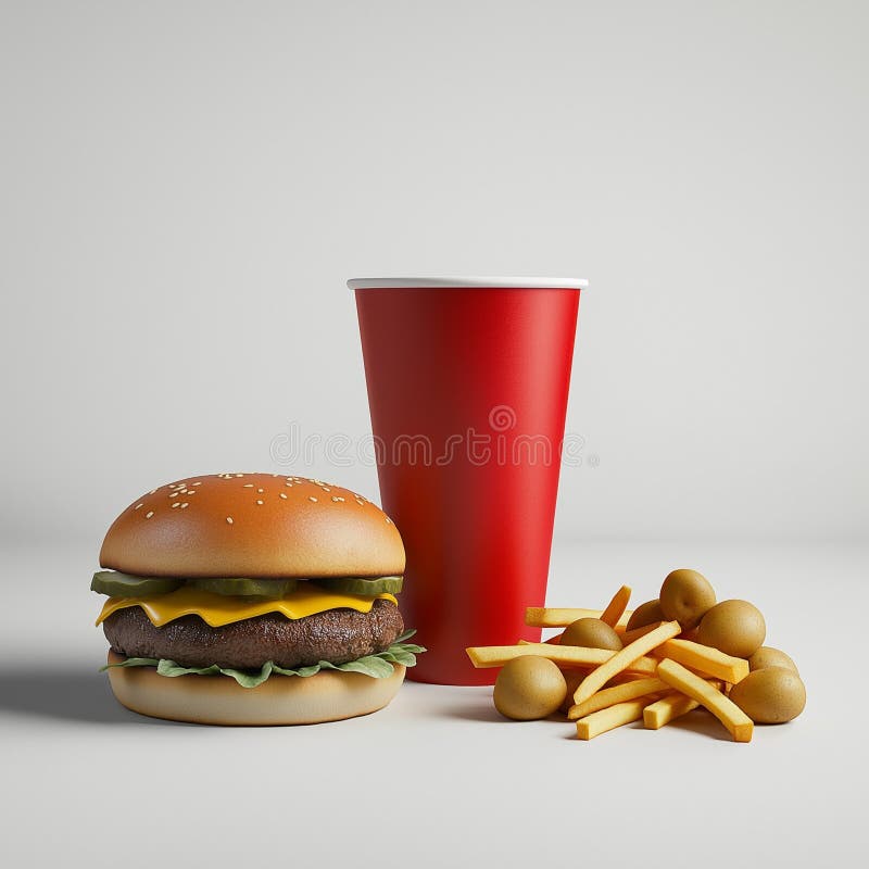Fast Food Realistic Icon with White Background Clean and Minimalistic ...
