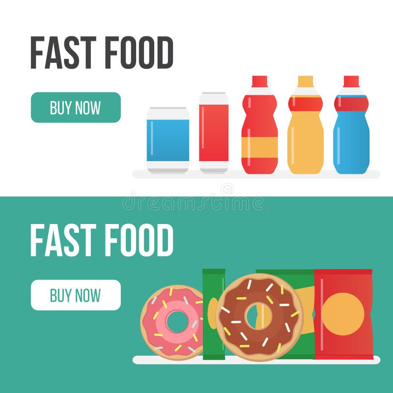 Fast Food Restaurant Banners Stock Illustration - Illustration of ...
