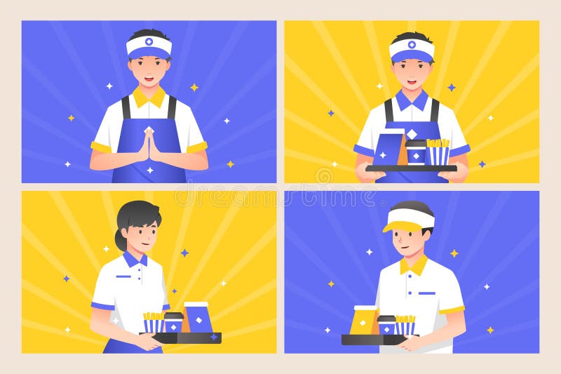 Fast Food Restaurant Cartoon Composition Set Stock Illustration ...