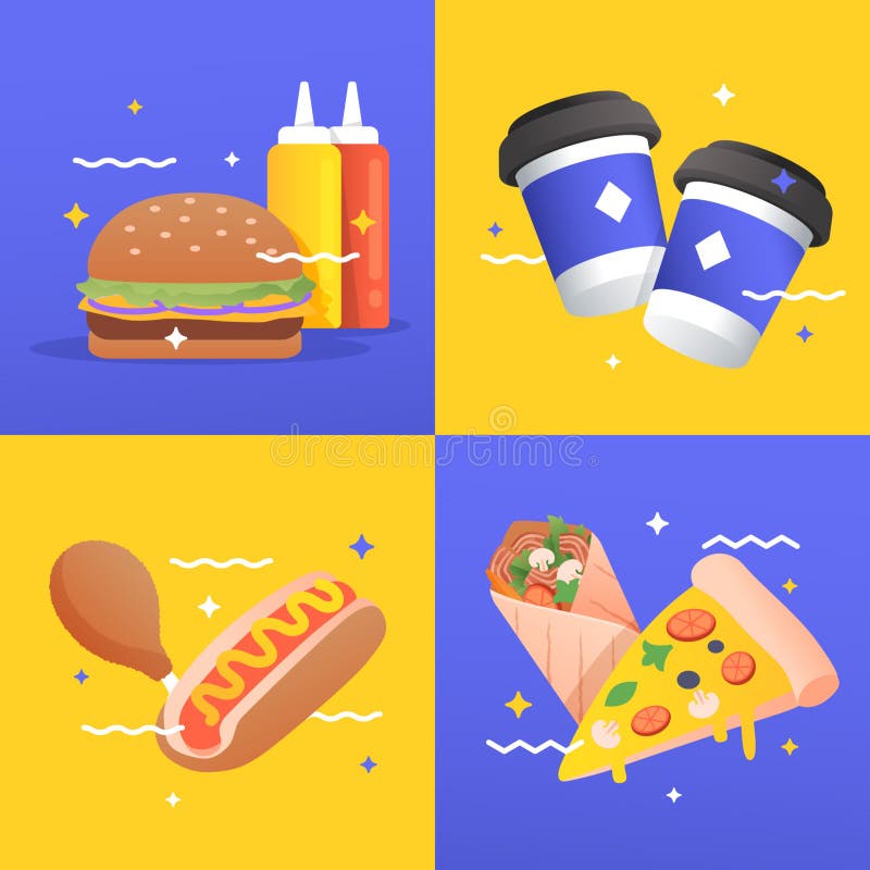 Fast Food Restaurant Cartoon Composition Set Stock Illustration ...