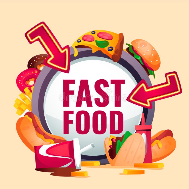 Fast Food Restaurant Cartoon Frame Stock Illustration - Illustration of ...