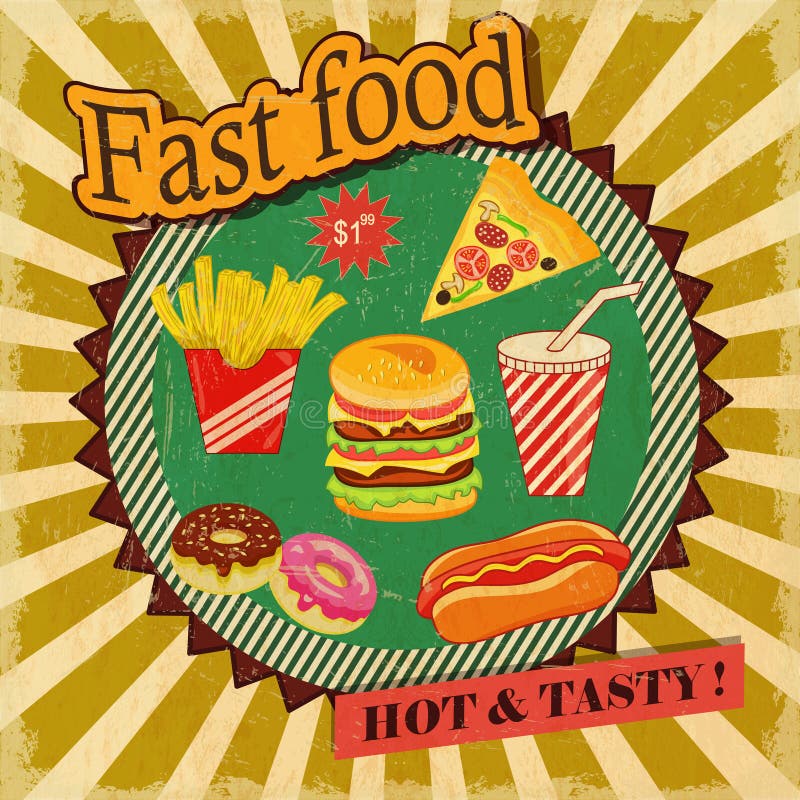 Fast food retro poster stock illustration. Illustration of poster ...