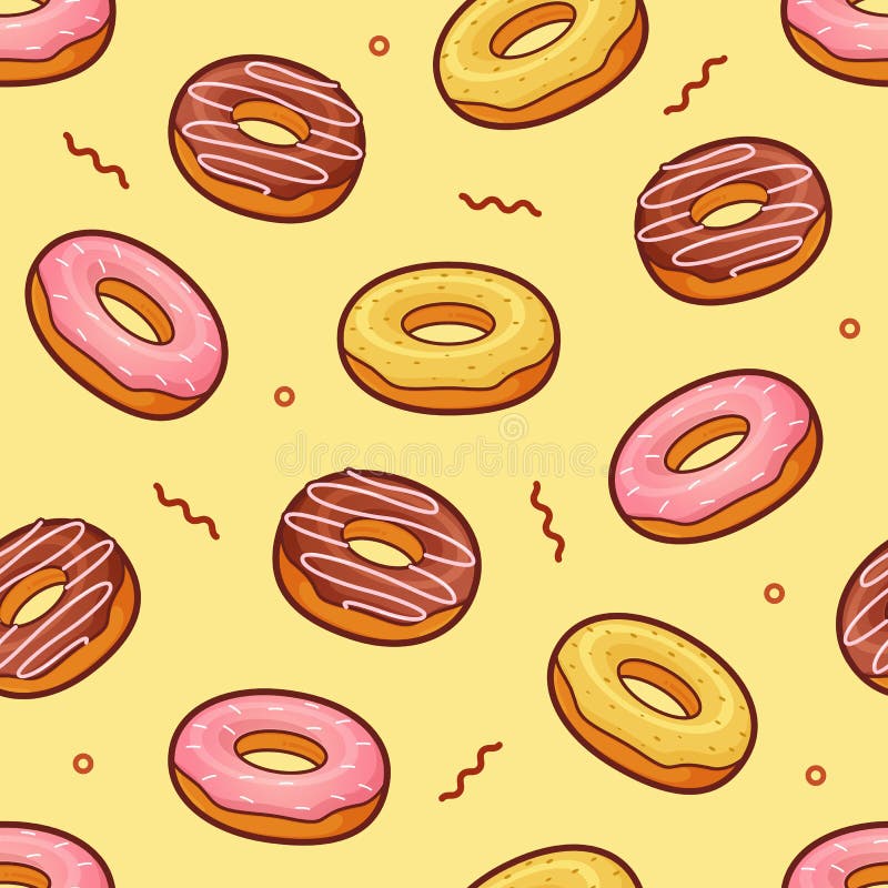 Donuts Sweet Seamless Pattern Background Wallpaper Decoration Stock ...